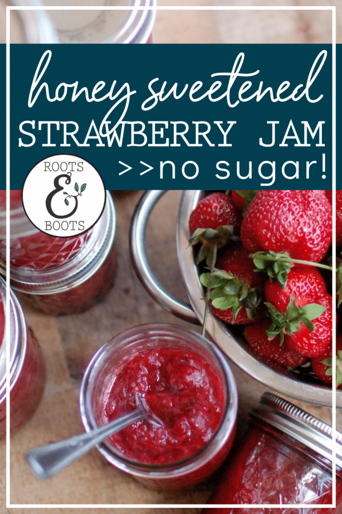 Canning Honey Sweetened Strawberry Jam Without Pectin - Roots & Boots Canning Honey Sweetened Strawberry Jam Without Pectin - Roots & Boots